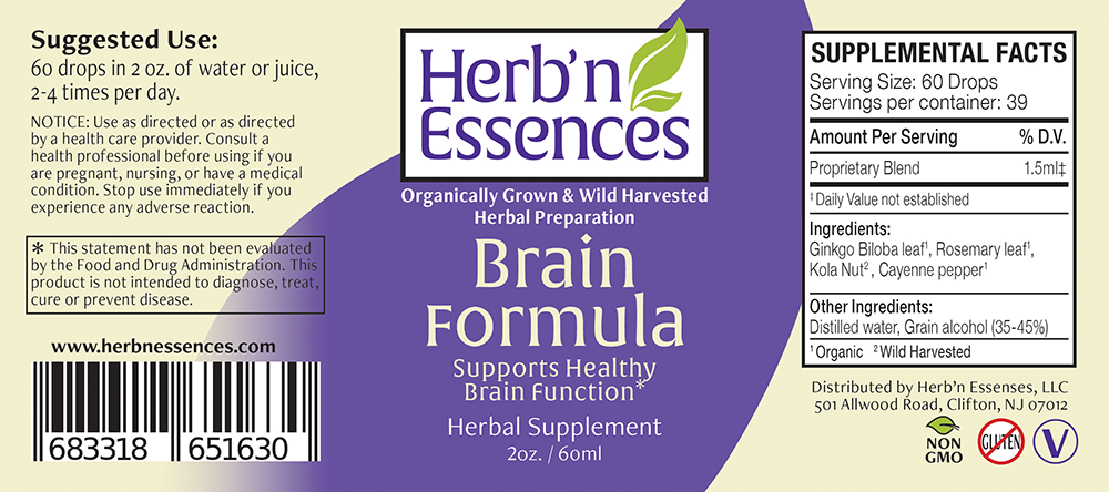 Brain Formula - Organic, Herbal Supplement - Herb'n Essences – Herb'n ...