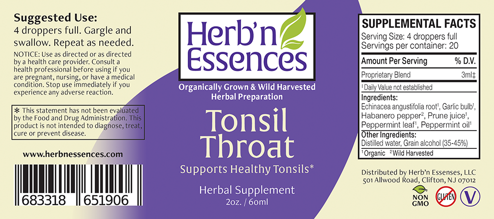 Tonsil and Throat - Organic, Herbal Supplement - Herb'n Essences – Herb ...